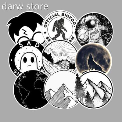 50PCS Black and Wite Cool DIY Chom1uoter pStickers waterprof