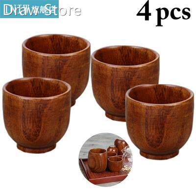 4Pcs Antiseptic Wooden Cup Set Simple Lightweight Japanese S