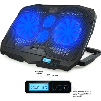 Gaming Laptop Cooler Adjustable Speed  USB Ports 4 Cooling F