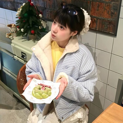 超好看双面穿羊羔毛学生棉衣外套