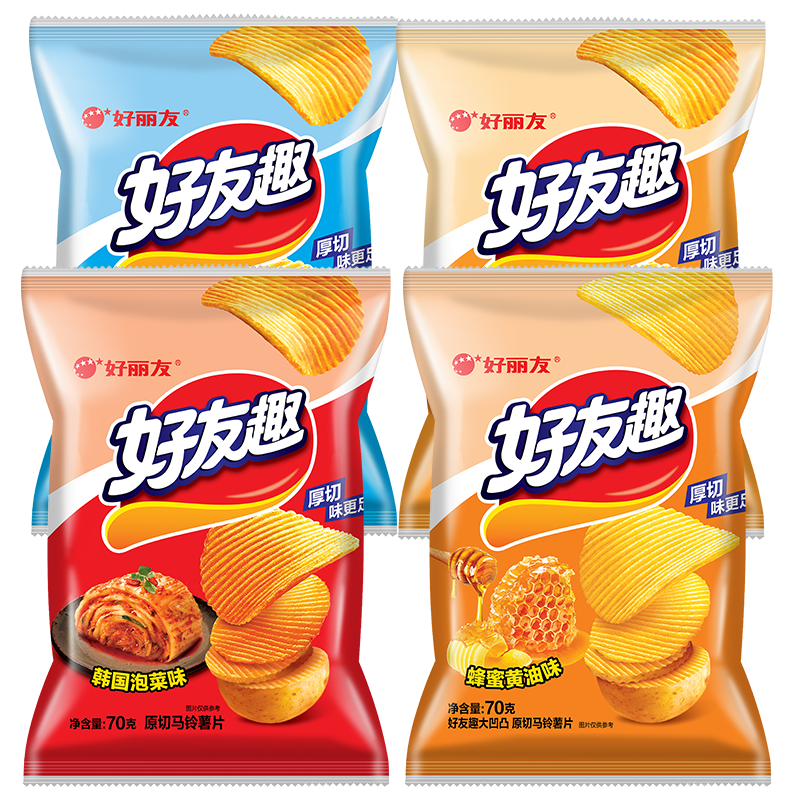 好丽友好友趣70g薯片大包装追剧解馋多口味膨化食品休闲儿童零食