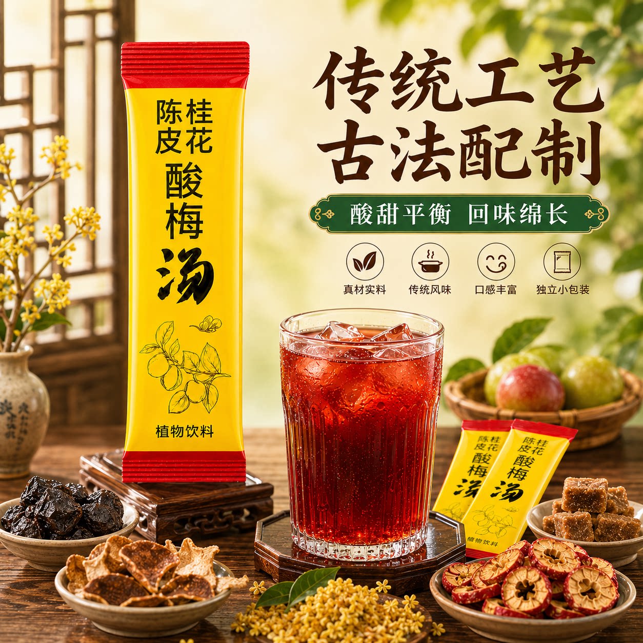 陈皮桂花酸梅汤酸梅粉晶速溶粉正宗老北京冲饮饮料冲泡官方旗舰店