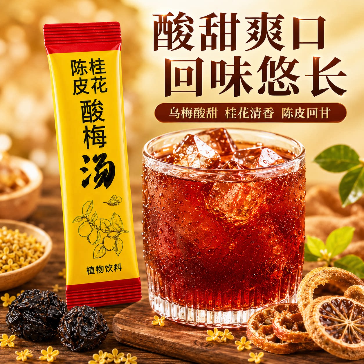 陈皮桂花酸梅汤酸梅粉晶速溶粉正宗老北京冲饮饮料冲泡官方旗舰店