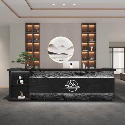 中式复古酒店收银台餐厅民宿接待台茶楼采耳足浴吧台柜台公司前台