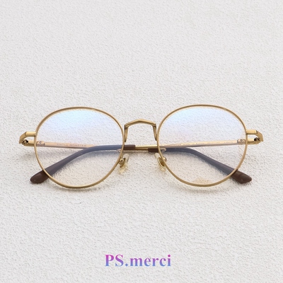 Ps.merci 复古文艺大圆形眼镜框女纯钛近视眼镜架超轻GM  LIberty