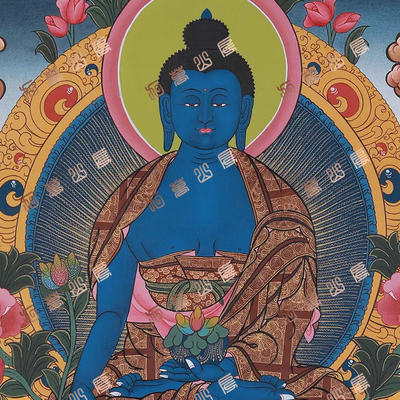 F11药师佛Medicine Buddha唐卡绘画高清电子图片喷绘临摹素材