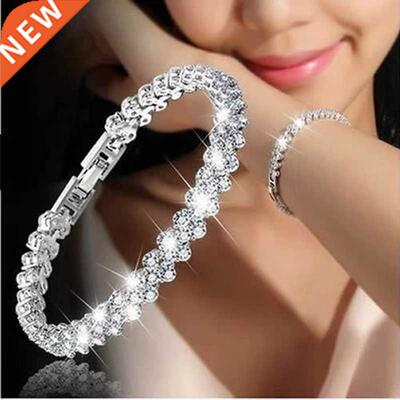 Women Silver Color Rose Gold Bracelet for Female Crystal Hea
