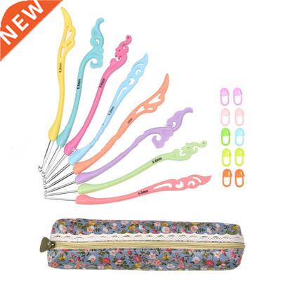 8Pcs Vintage Aluminum alloy Head Crochet Hooks Fancy Plaic
