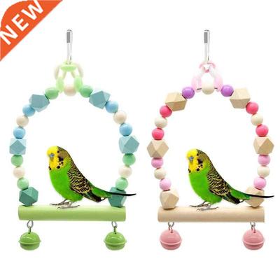 Wooden Bird Swing Perch Parrot Chewing Hanging Toys with