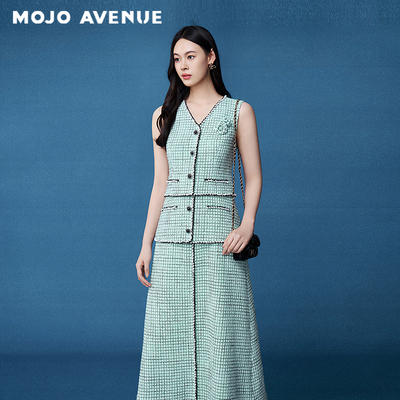 朗姿/MOJO AVENUE夏新品2026花纱V领小香风连衣裙千金风高端无袖