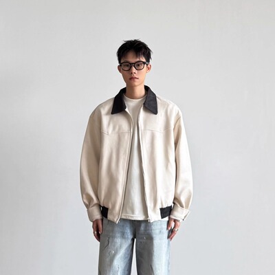 SIIIEND美式复古拼接翻领夹克男女情侣款简约休闲百搭外套