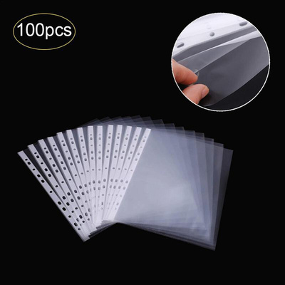 100pcs 11 holes Transparent Plastic Punched File Folders for