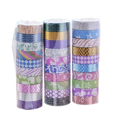 10 Pcs/set Washi Tape Set Glitter Color Japanese Stationery