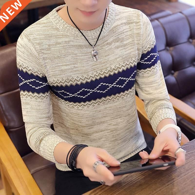 Korea Grey Sweaters And Pullovers Men Long Sleeve Knitted Sw