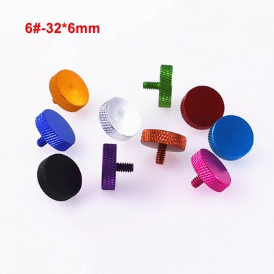 2PCS 6#-32*6mm UNC Coarse Thread Knurled Thumb Screws Alumin