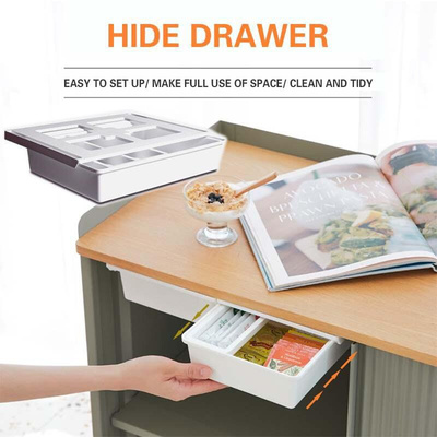 Self Adhesive Hidden Tray Drawer Under Desk Hide Money At