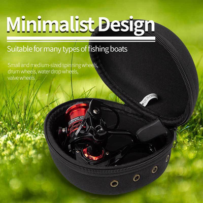 Portable Fishing Reel Bag Protective Case Black 15.5cm