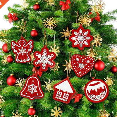 10pcs  Diamond Painting Christmas Tree Pendant Full Drill