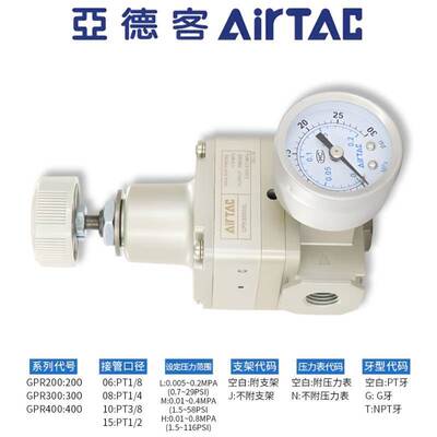 亚德客精密调压阀GPR20008/30010/40015-L/M/H减压阀高压中压低压