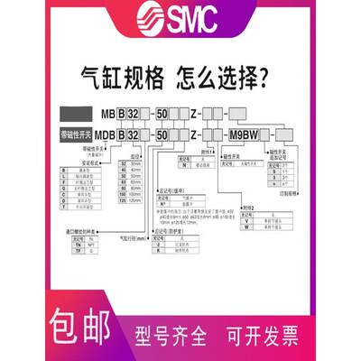 SMC单耳环型气缸MBC/MDBC32/40/50/63/75/80/100/125-50-100-200Z