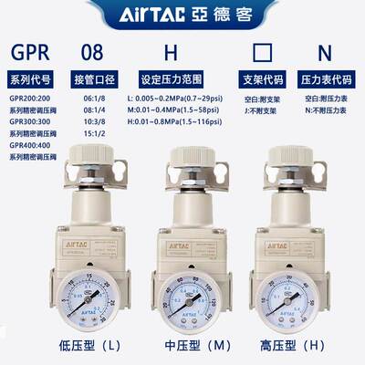 亚德客精密调压阀GPR20006L GPR30008L GPR20006H GPR40010M