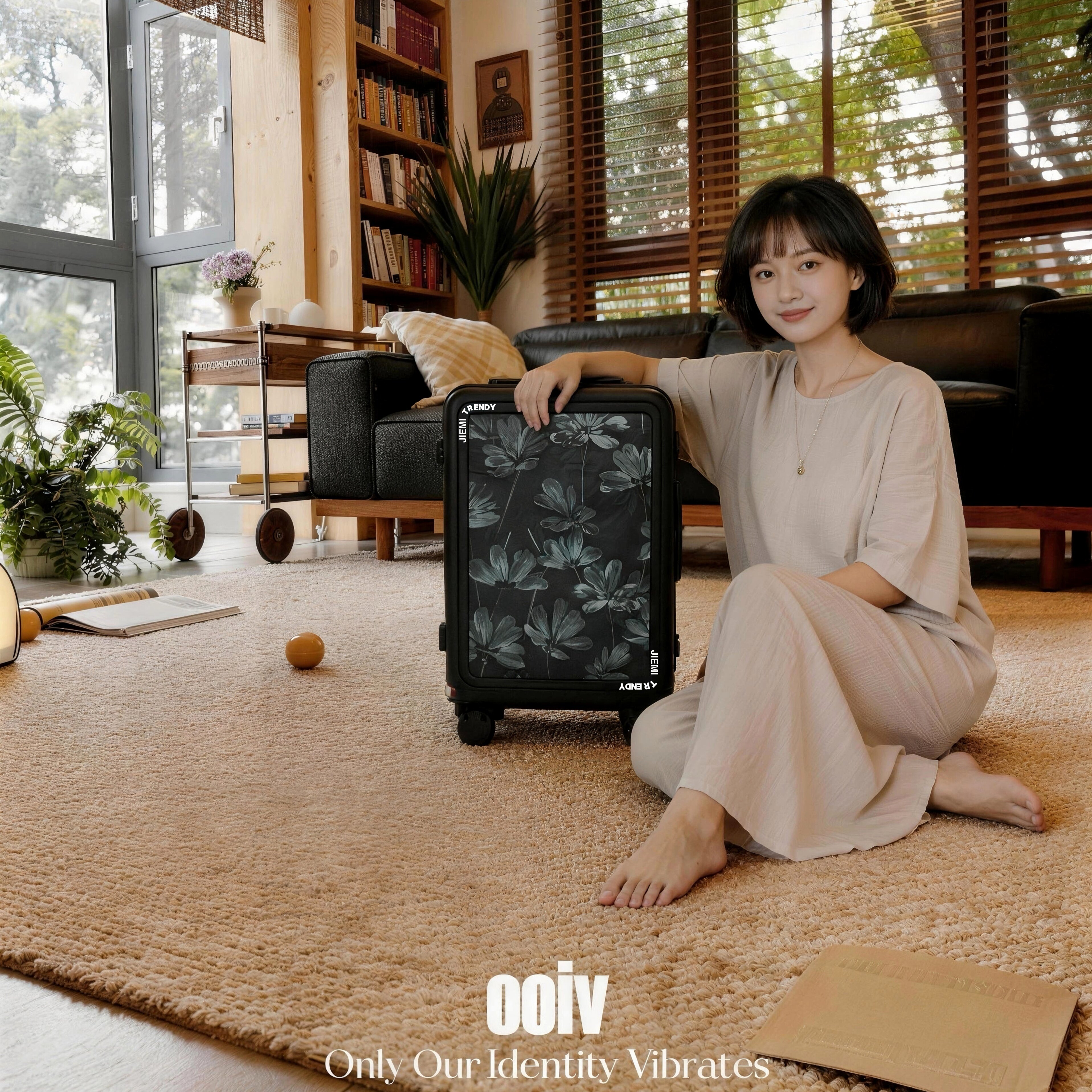 ooiv2026新款国风复古水墨花行李箱水墨旅行箱网红拉杆箱登机箱
