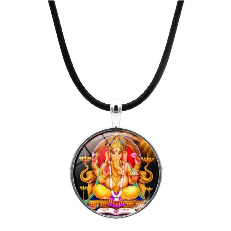 印度瑜伽冥想Ganesh冥想象头神吊坠合金项链 财富 护身符