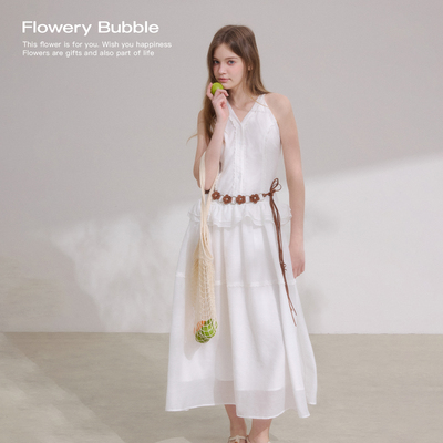 FloweryBubble荷叶边显瘦连衣裙