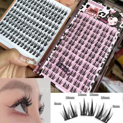 LODO洛兜双尖塔尖麦穗假睫毛细黑梗浓密小芭比夹心恶魔自然仿真