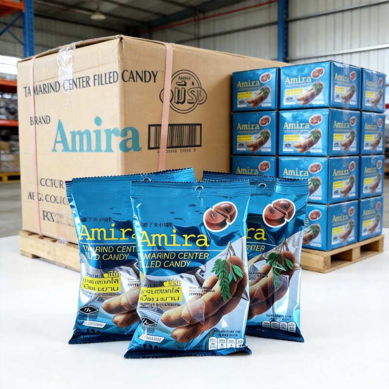 整箱批发泰国进口Amira罗望子糖711同款酸角夹心糖商超便利店商用