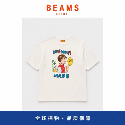 【SOLAR BEAMS】插画限定竹节棉短袖T恤圆筒宽松情侣装男女半袖
