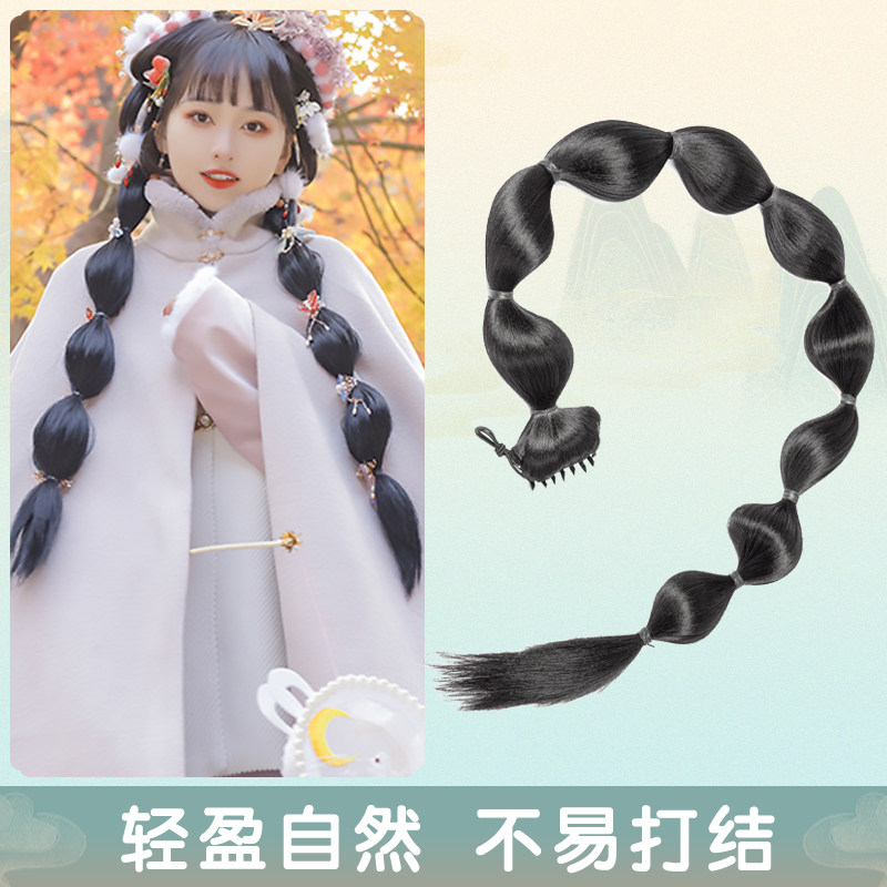 假发女夏马尾加长泡泡玉米须双马尾古风影楼古装写真抓夹马尾辫子
