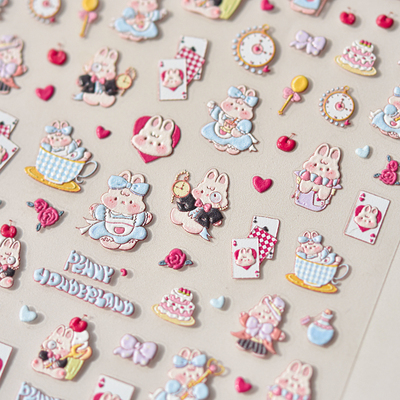 tomoni浮雕美甲贴纸 爆款可爱指甲贴日系梦游仙境3782