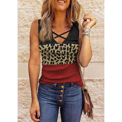 条纹拼色镂空无袖上衣 Color blocked hollow out sleeveless top