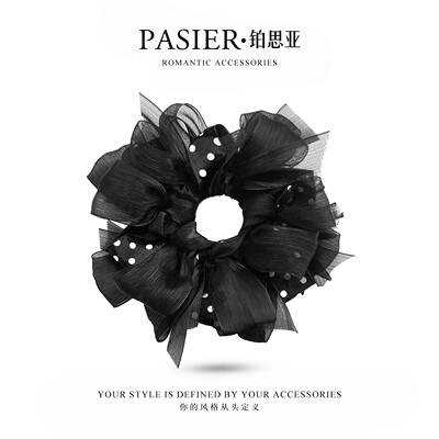 铂思亚铂思亚 波点织带 鸡毛头毽子头低丸子头发圈 CC1690