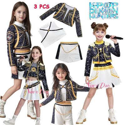 Kpop Demon Hunter Kids Costume Set Golden Huntrix Rumi Zoey