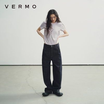 VERMO洗水棉圆领正肩短袖T恤