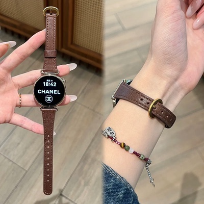 适用华为GT6手表带小羊皮马蹄扣