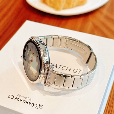 适用华为不锈钢三株表带夏季透气