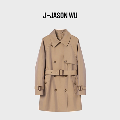 JASON WU-J系列春季高级英伦风短款时尚双排小个子风衣中长款外套