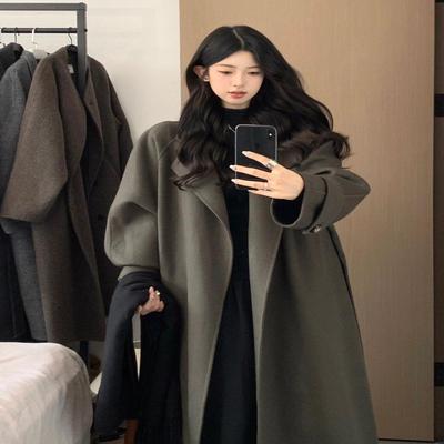 呢子大衣女秋冬季新款美拉德韩系简约赫本风气质加厚毛呢外套氨纶