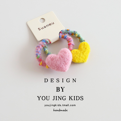 毛毡爱心儿童发圈可爱毛线女孩皮筋发圈女童秋冬马尾头绳洋气头饰