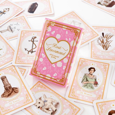 粉色贝琳玫瑰雷诺曼卡牌 传统体系利诺曼 rose lenormand deck