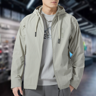 春季新款梭织防风连帽运动夹克