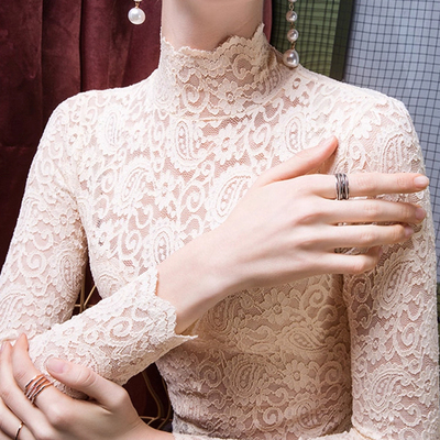 秋冬打底衫蕾丝长袖高领加装2026新款潮内搭洋气上1226k