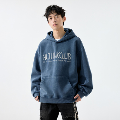 港风连帽卫衣男春秋2025新款潮流痞帅高级感青少年宽松上衣服潮牌