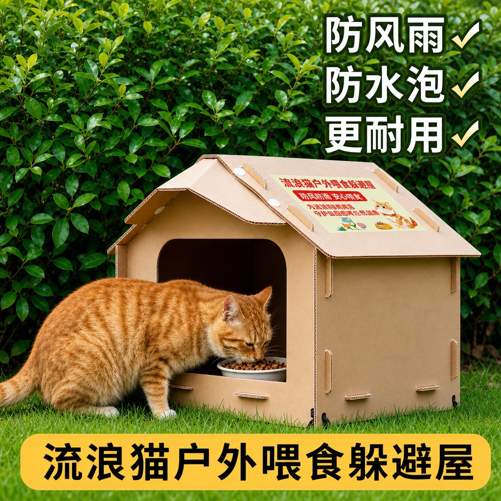 流浪猫窝户外防风防雨室外猫咪躲避屋冬季保暖夏天遮雨棚喂食屋