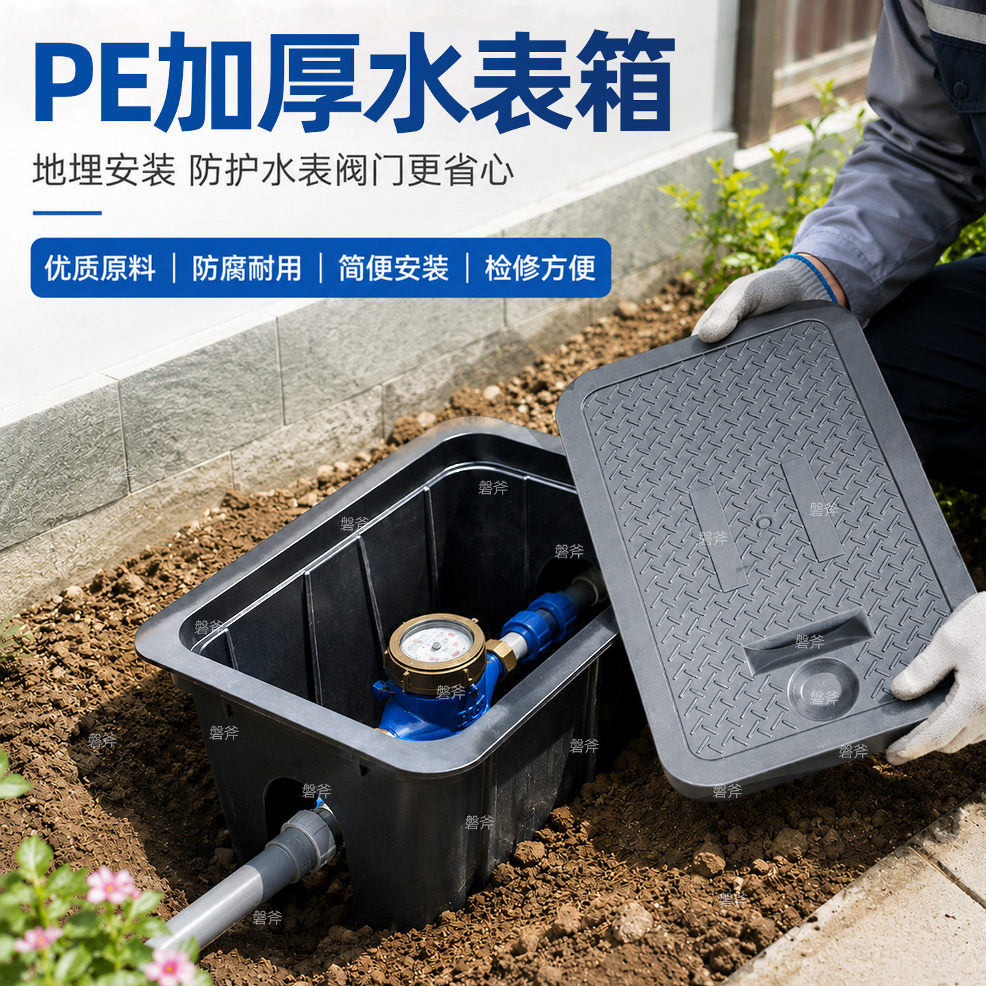 成品PE地埋式塑料水表箱井盖农村户外表箱室外自来水阀门井阀门箱
