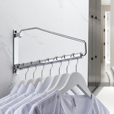 全铜衣架阳台孔可折晾叠室内隐形衣架置物架T8003墙免打卫生间上