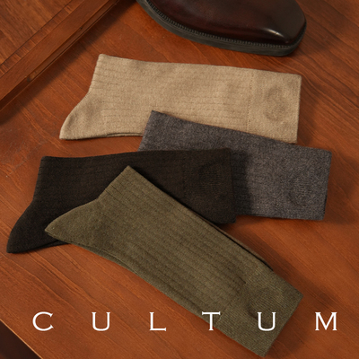 羊绒棉混纺条纹纯色绅士袜